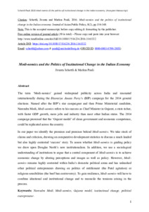 Modi-nomics and the politics of institutional change in the Indian ...