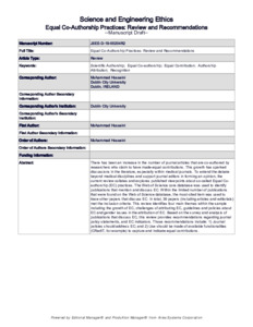 Equal co‑authorship practices: review and recommendations - DORAS